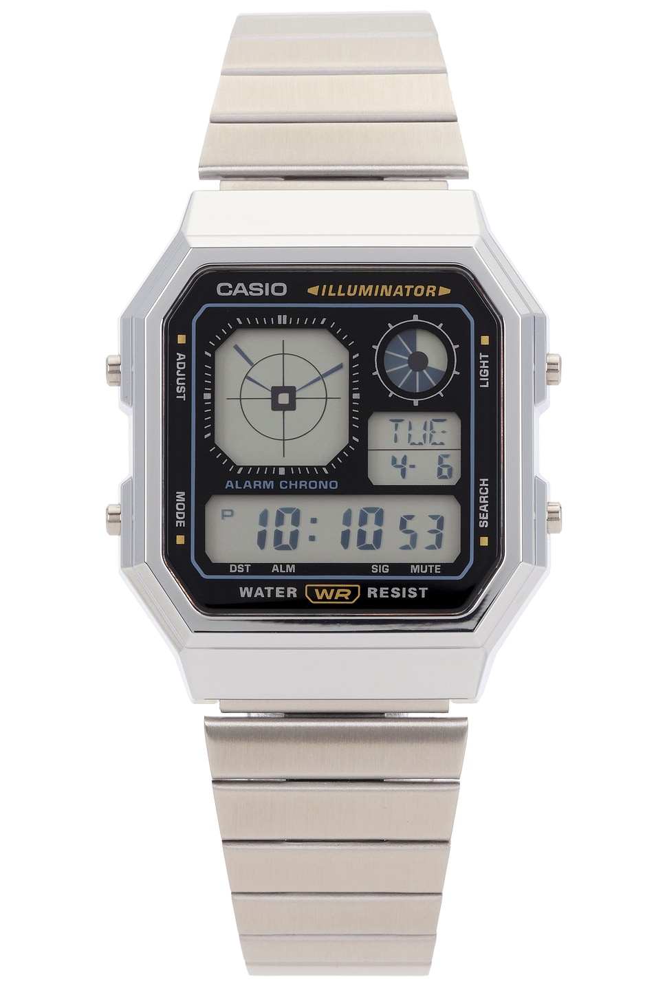 Casio A130 Series Watch in Metal Silver & Black | REVOLVE