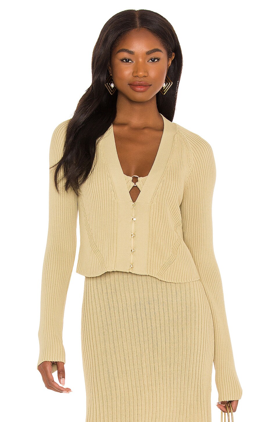Cult Gaia Beverly Cardigan in Khaki | REVOLVE