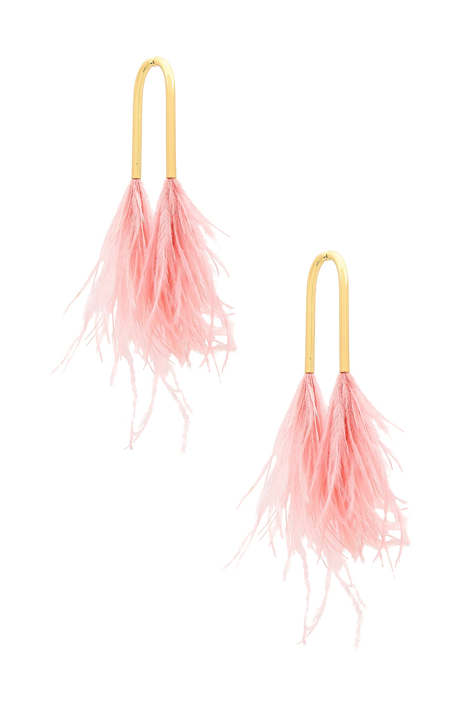 Cult Gaia Meta Feather Earring in Azalea | REVOLVE
