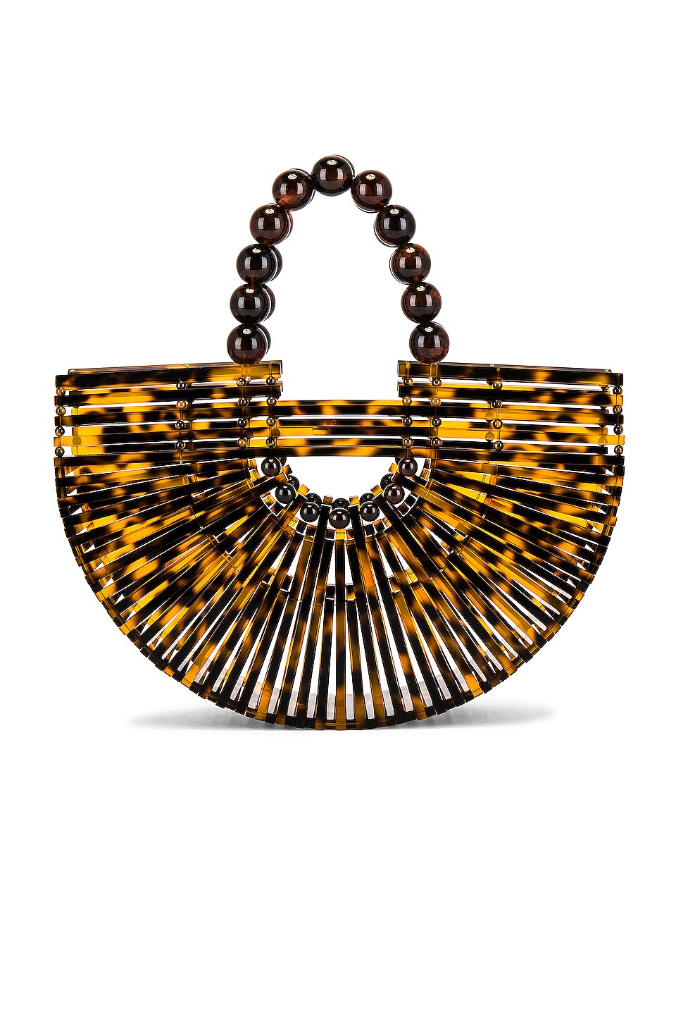 Cult Gaia Fan Ark Mini Top Handle Bag in Tortoise | REVOLVE