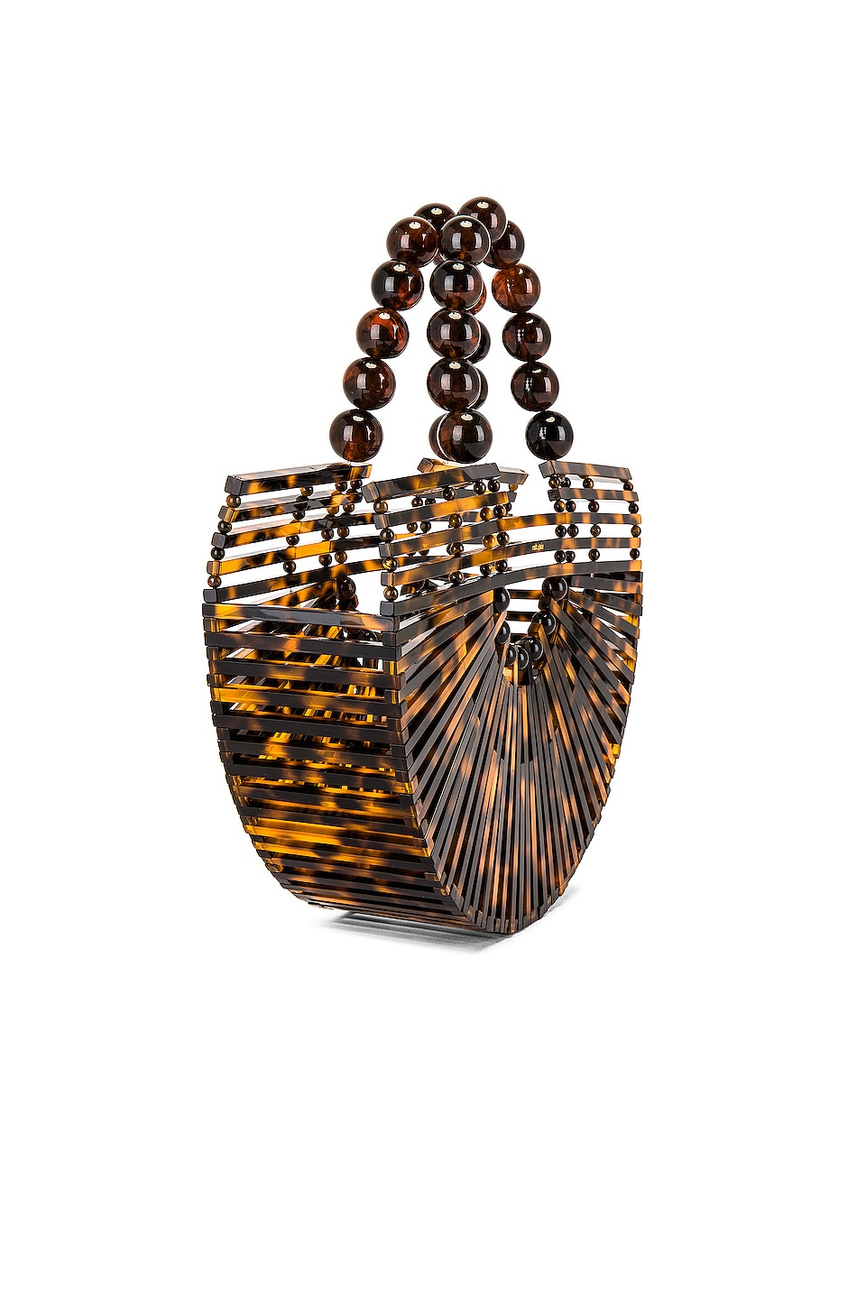 Cult Gaia Fan Ark Mini Top Handle Bag in Tortoise | REVOLVE