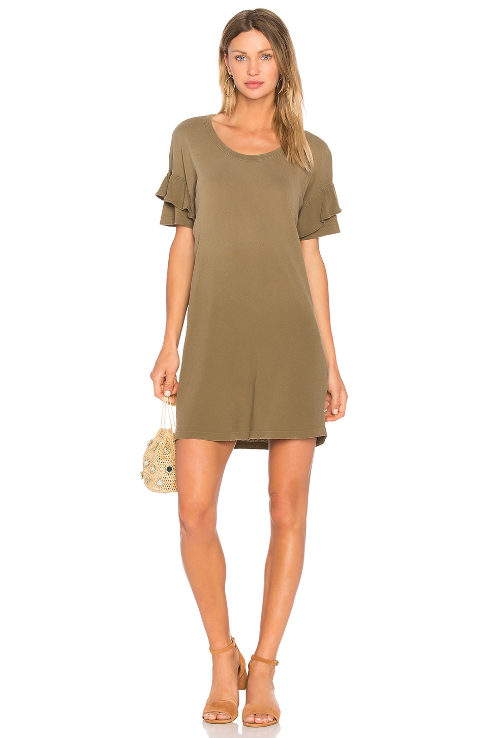 Current/Elliott The Ruffle Roadie Dress in Stone Grey | REVOLVE
