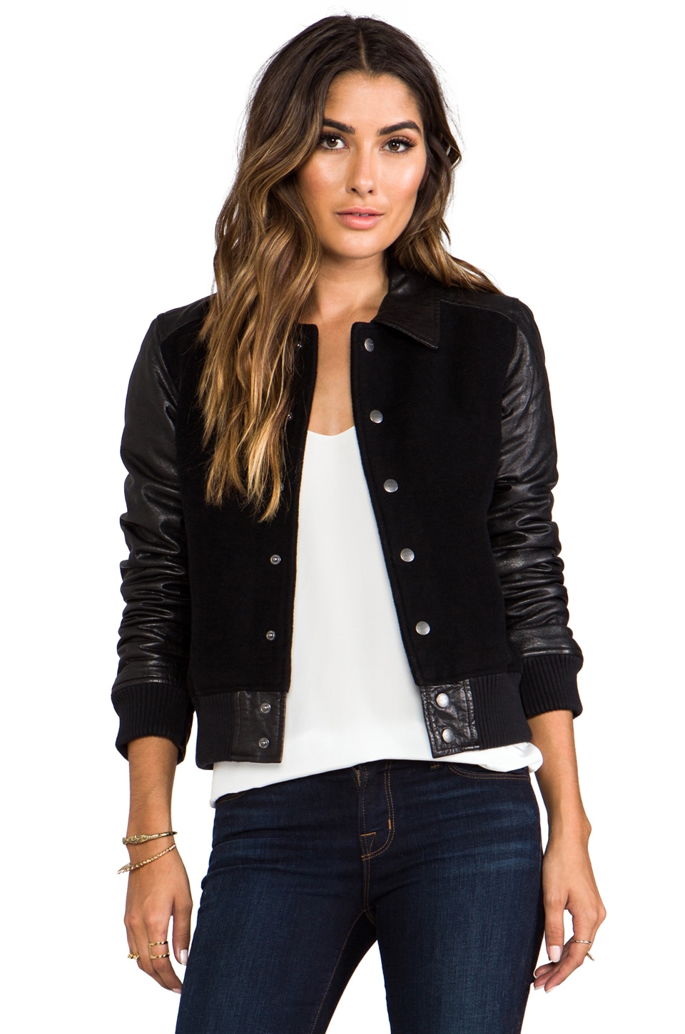 Current/Elliott The Varsity Jacket in Black | REVOLVE