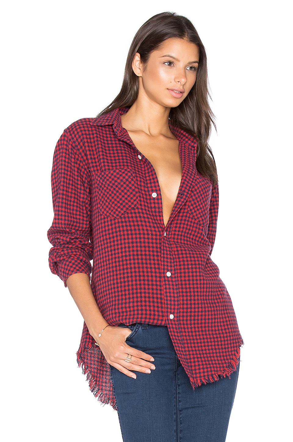 Current/Elliott The Two Pocket Prep School Button Up in Dorothy Check ...