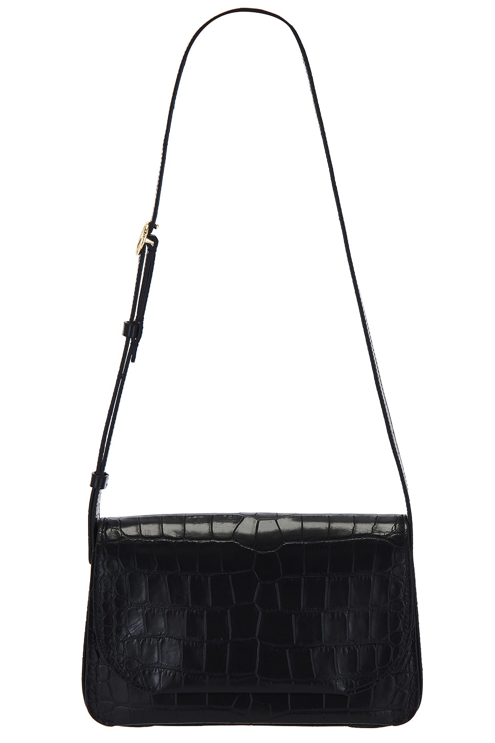 Cuyana Concertina Shoulder Bag in Black Croc | REVOLVE
