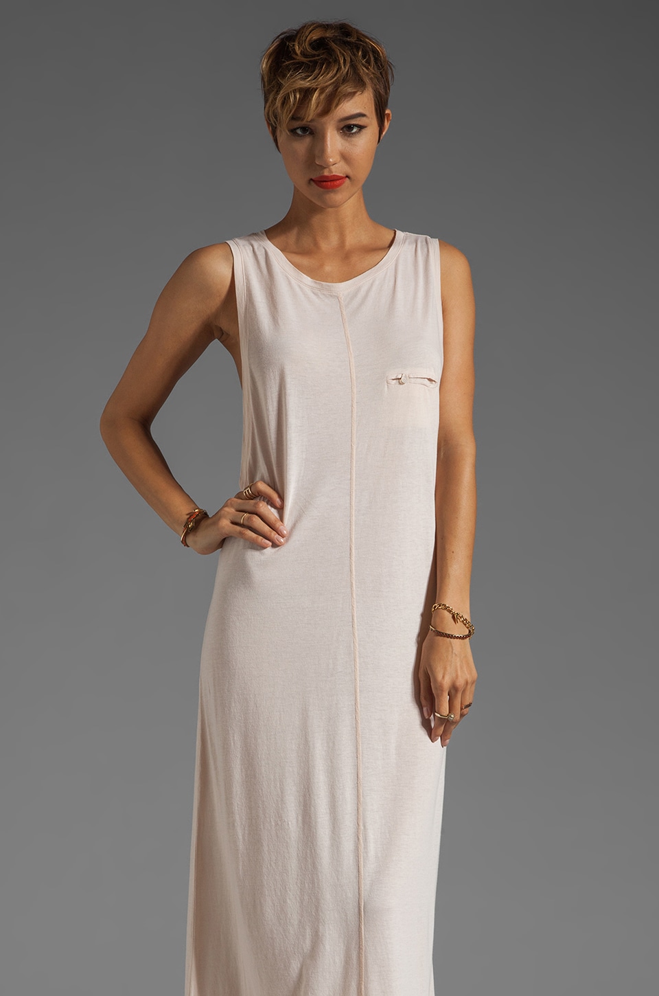Daftbird Open Sides Back Tie Dress en Nude | REVOLVE