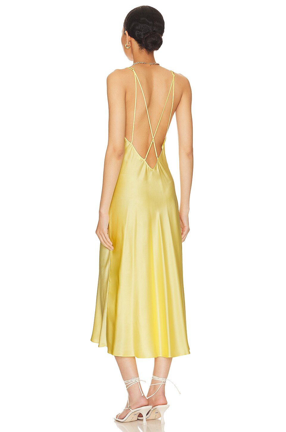 DANNIJO Deep V Multi Strap Midi Slip Dress in Limoncello | REVOLVE