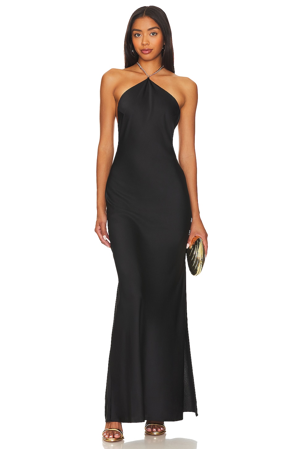 DANNIJO Halter Chain Maxi Dress in Black | REVOLVE