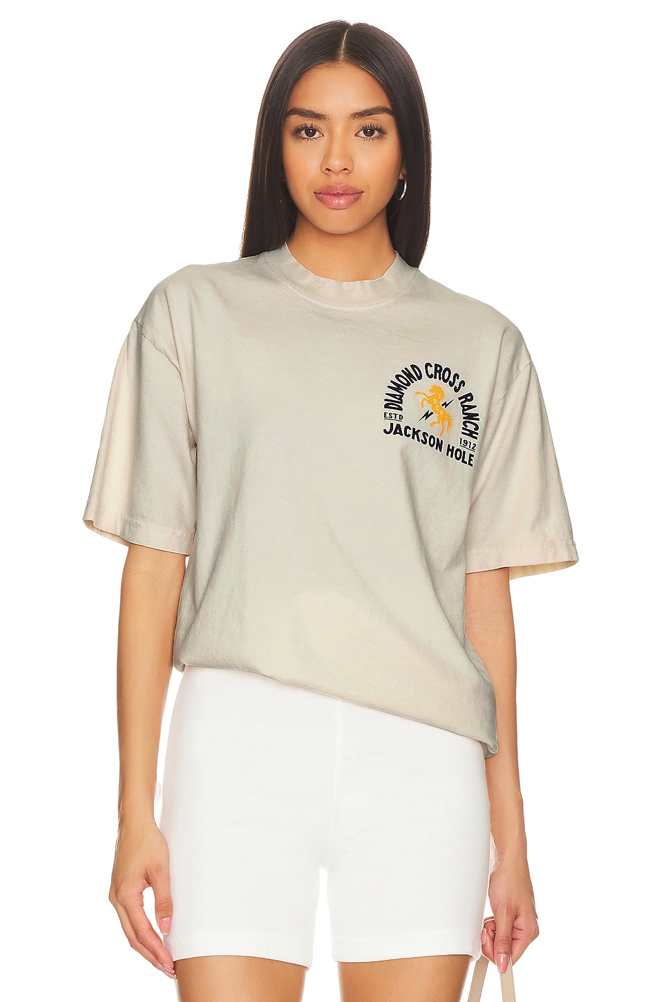 Diamond Cross Ranch Address Tee in Cream | REVOLVE