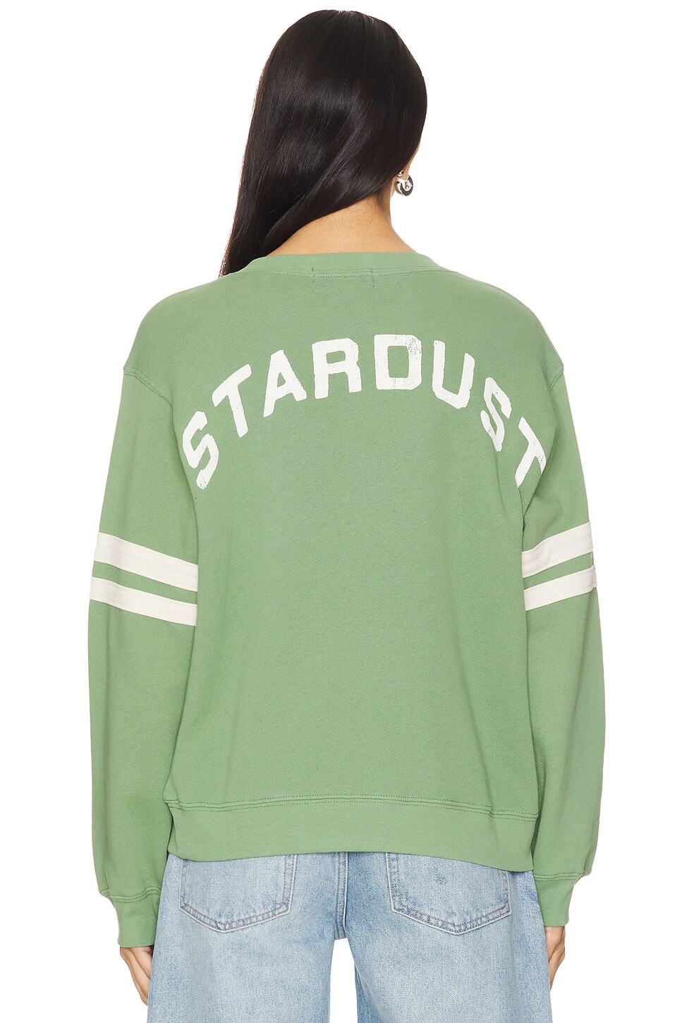 DAYDREAMER Ziggy Stardust Varsity Sweatshirt in Stone Green | REVOLVE