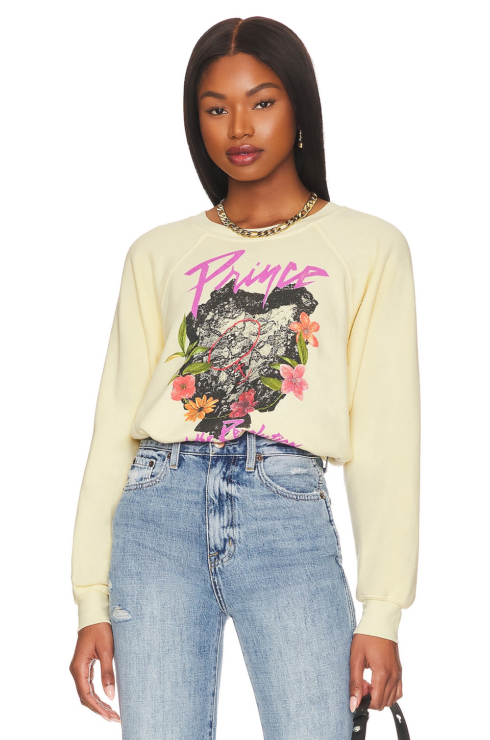 DAYDREAMER Prince And the Revolution Raglan Crew in Yellow Fizz | REVOLVE