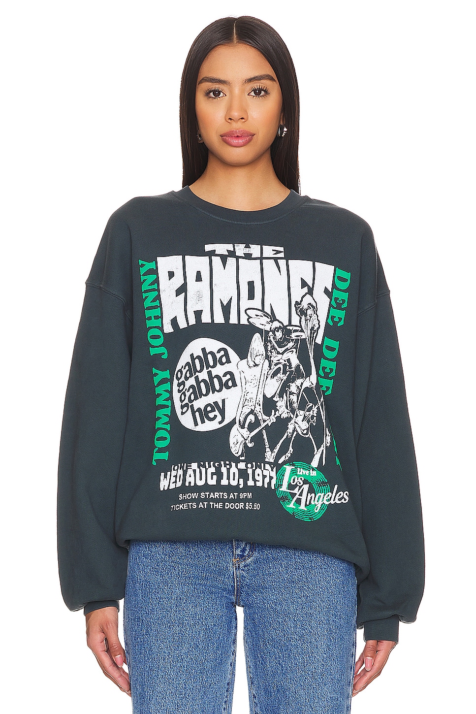 DAYDREAMER Ramones Gabba Gabba Hey Crew in Vintage Black | REVOLVE