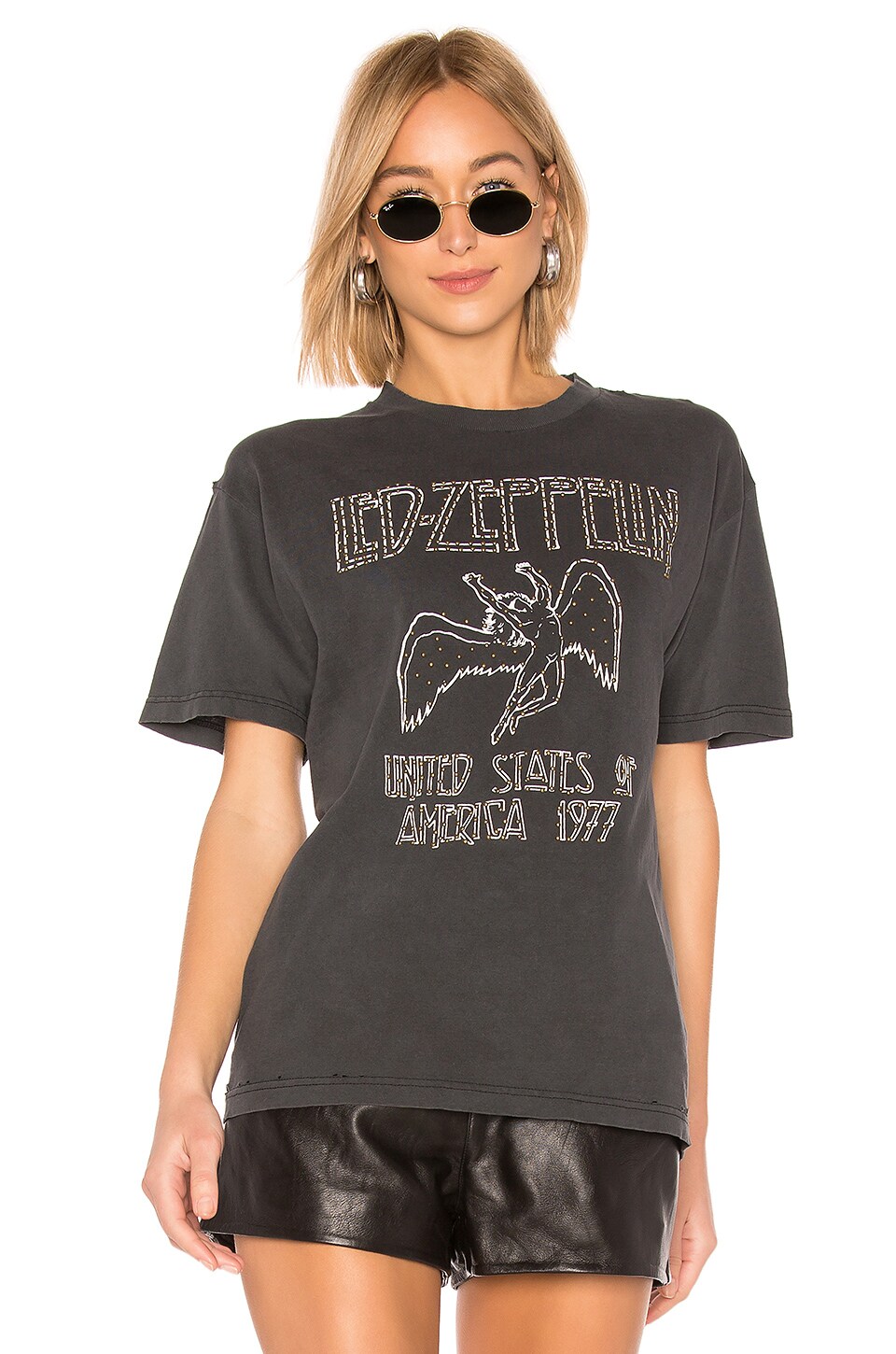 DAYDREAMER X REVOLVE Led Zeppelin Studded Tee in Washed Black | REVOLVE
