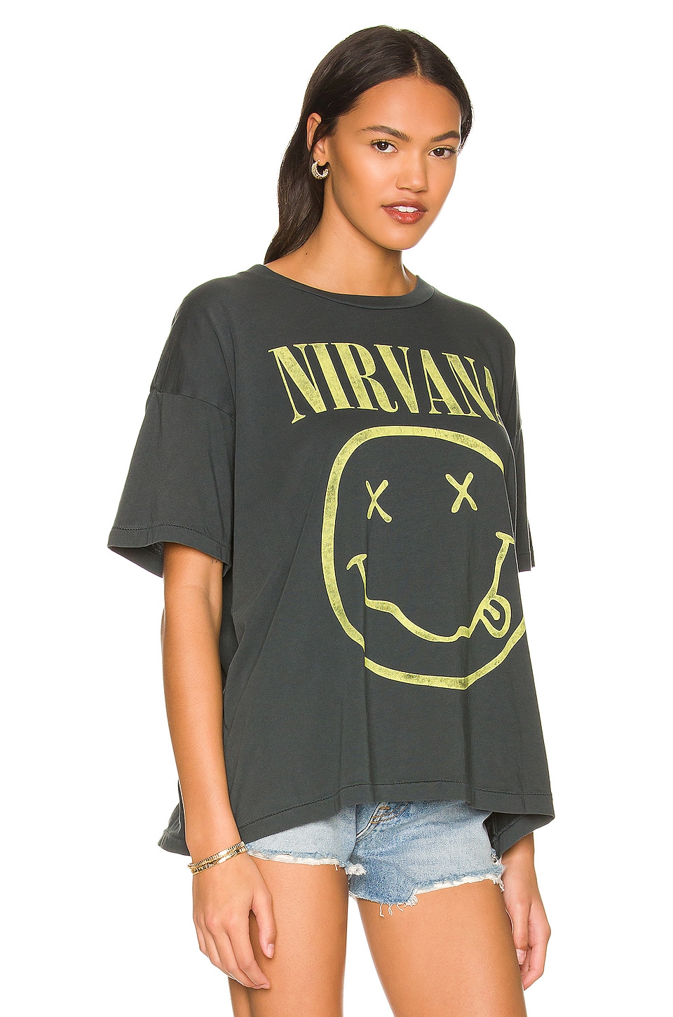 DAYDREAMER Nirvana Smiley Merch Tee in Vintage Black | REVOLVE
