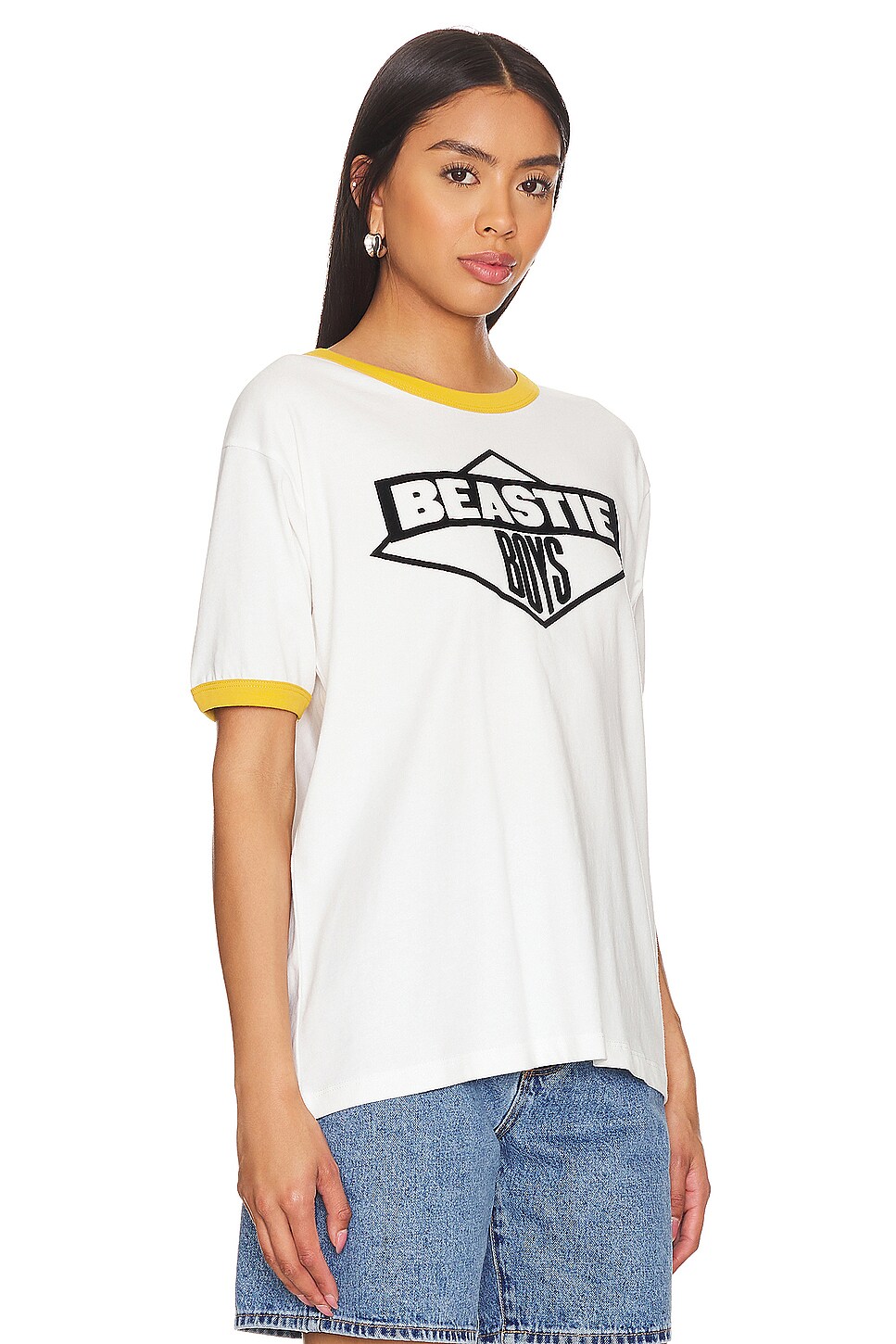 DAYDREAMER Beastie Boys Logo 84-86 Ringer Tee in Vintage White & Gold | REVOLVE