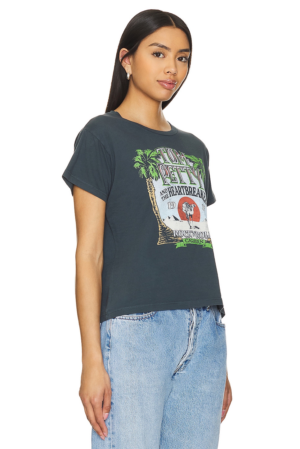 DAYDREAMER Tom Petty Rock N Roll Caravan Tee in Vintage Black | REVOLVE