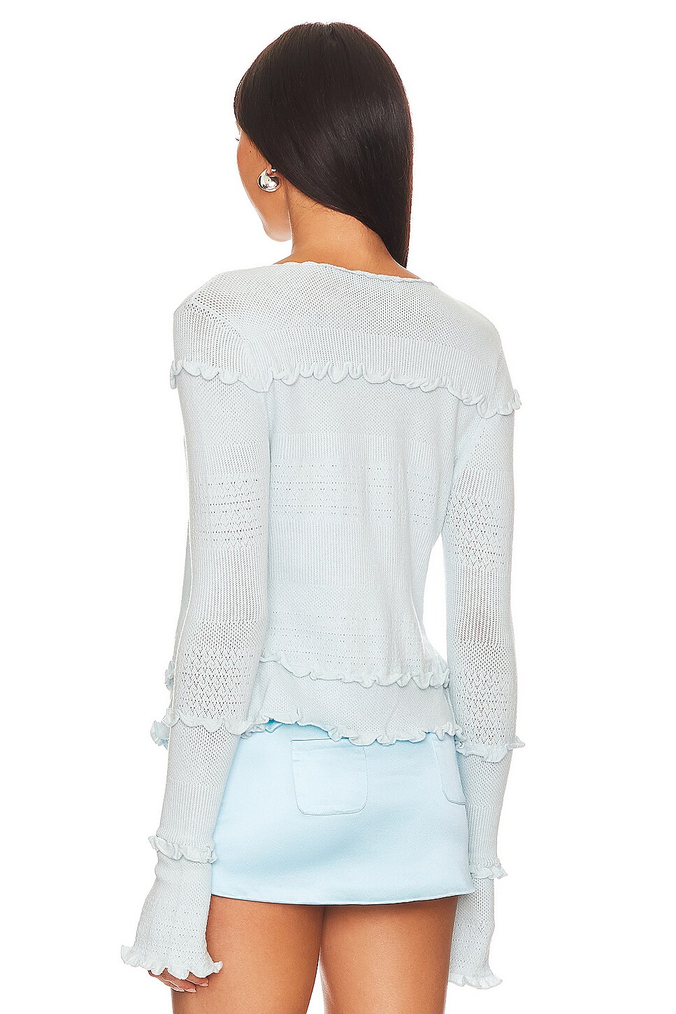 GUIZIO Balena Crochet Cardigan in Powder Blue | REVOLVE