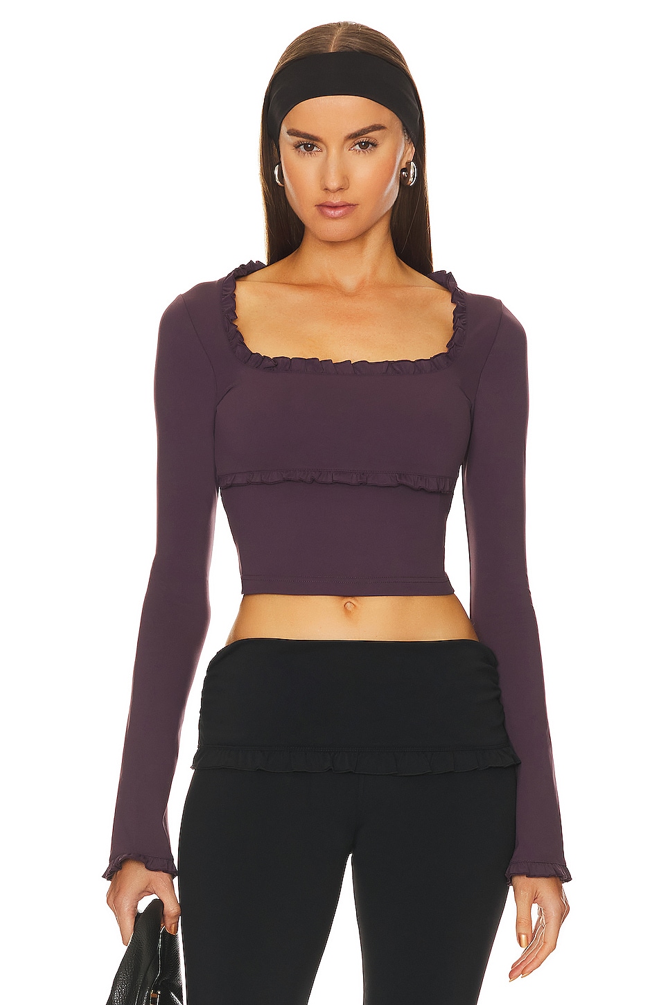 GUIZIO Fleur Ruffle Top in Cafe | REVOLVE