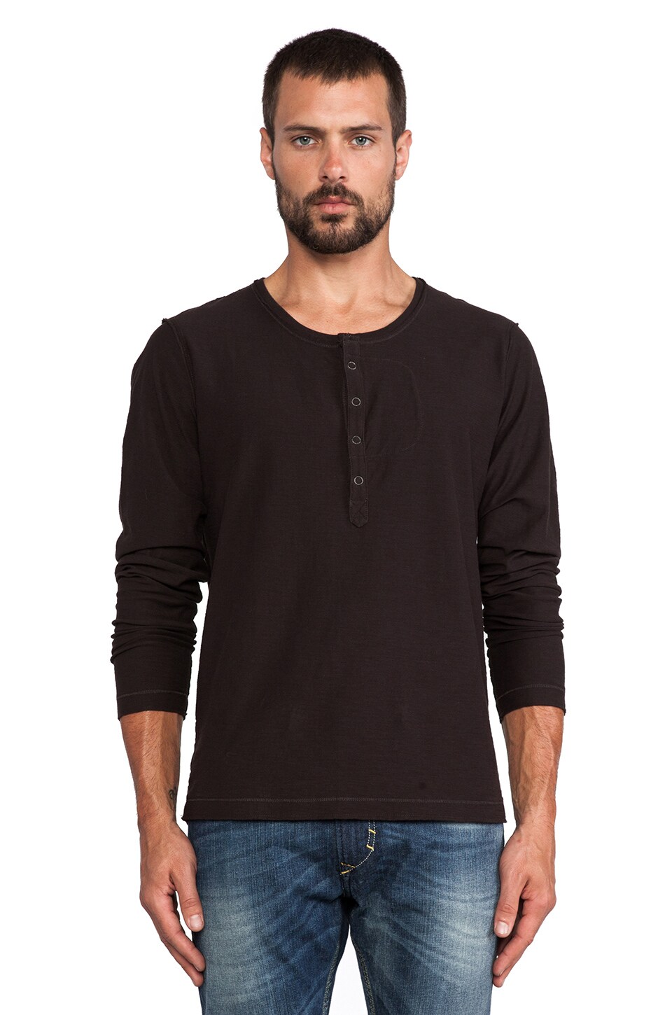 Diesel Canope Henley in Black | REVOLVE