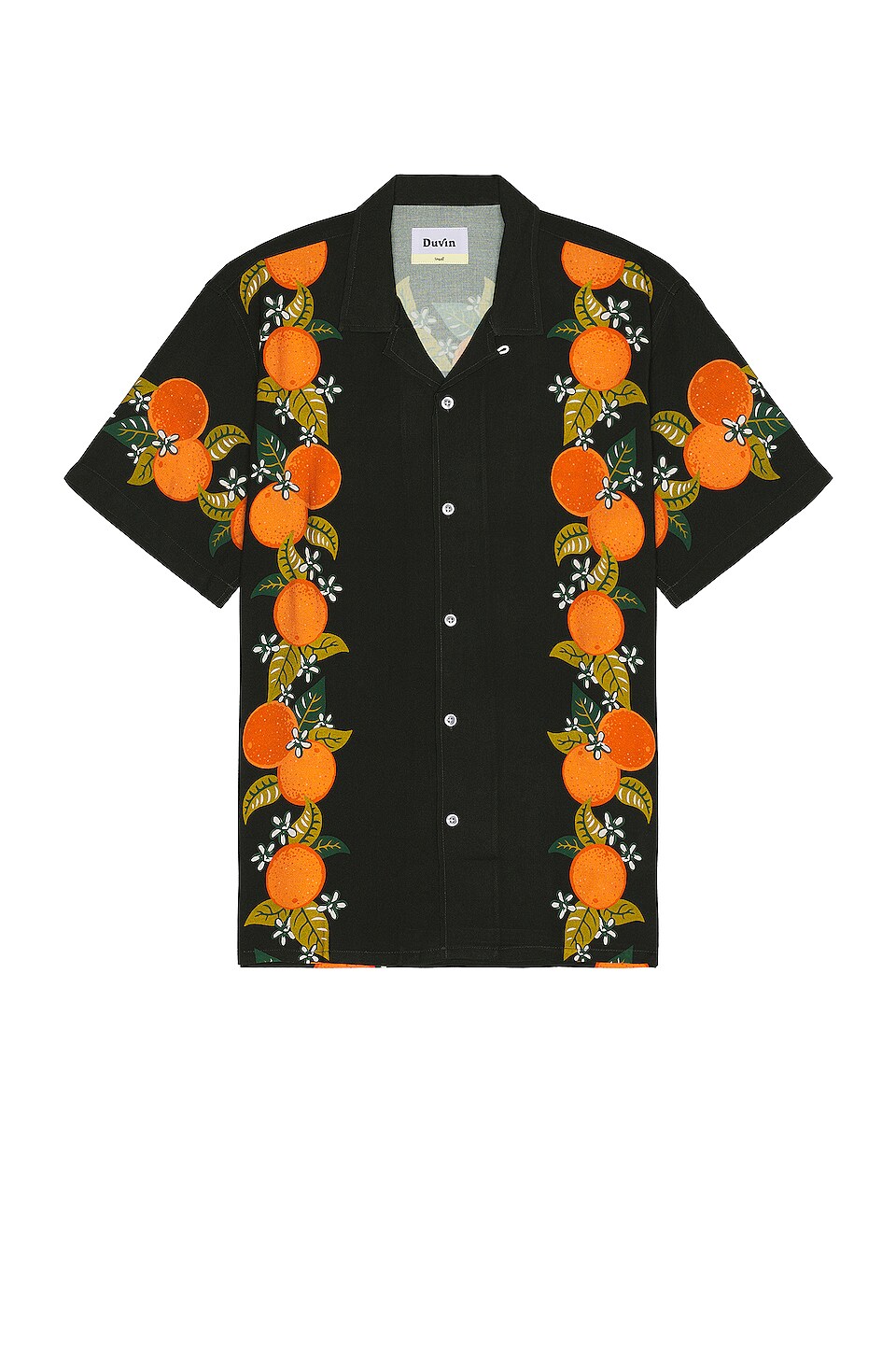 Duvin Design Tropical Orange Button Up Shirt in Black | REVOLVE
