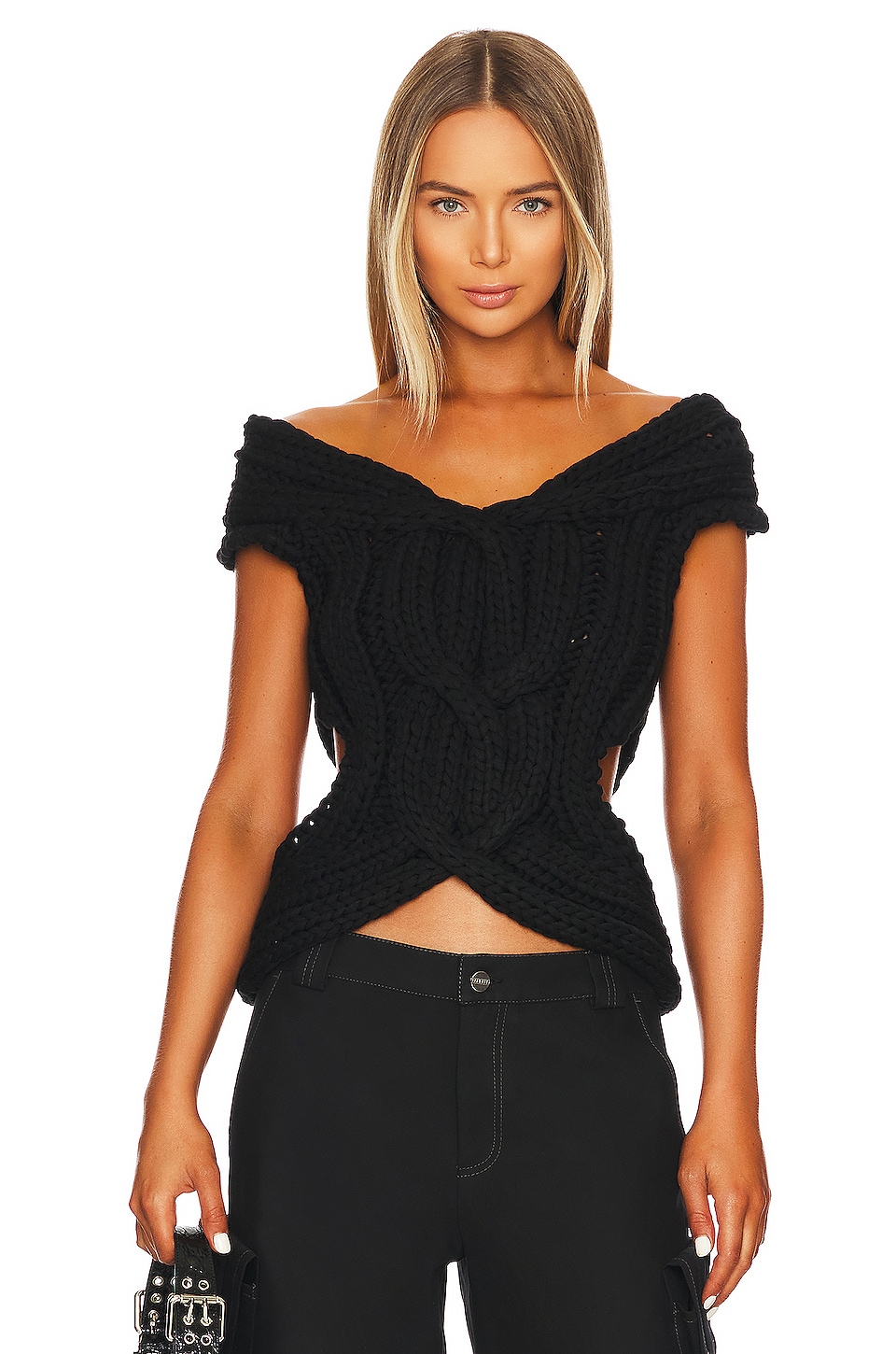 Dion Lee Chunky Cable Corset Top in Black | REVOLVE