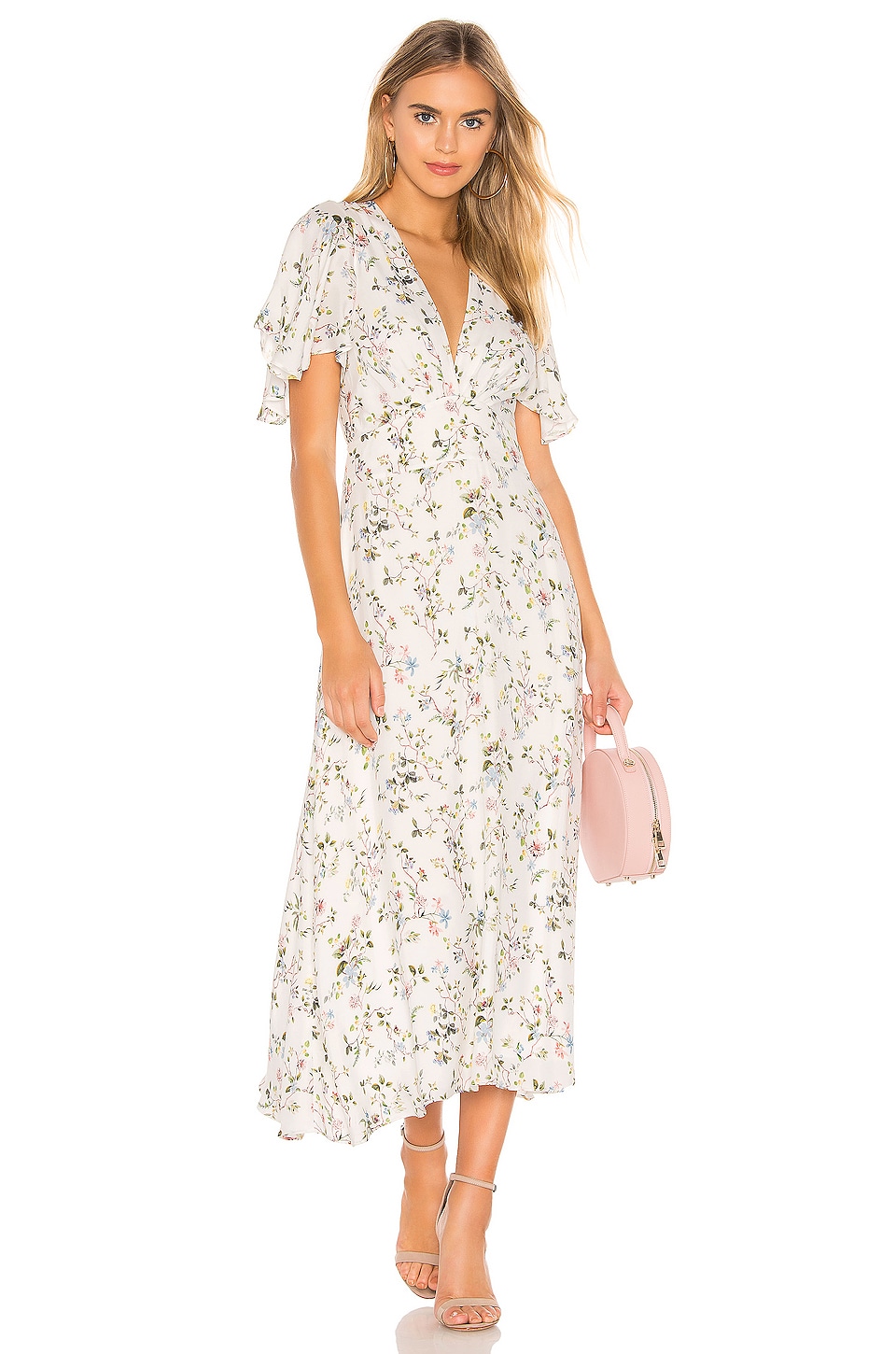 Divine Heritage Flutter Midi Dress in White Light | REVOLVE