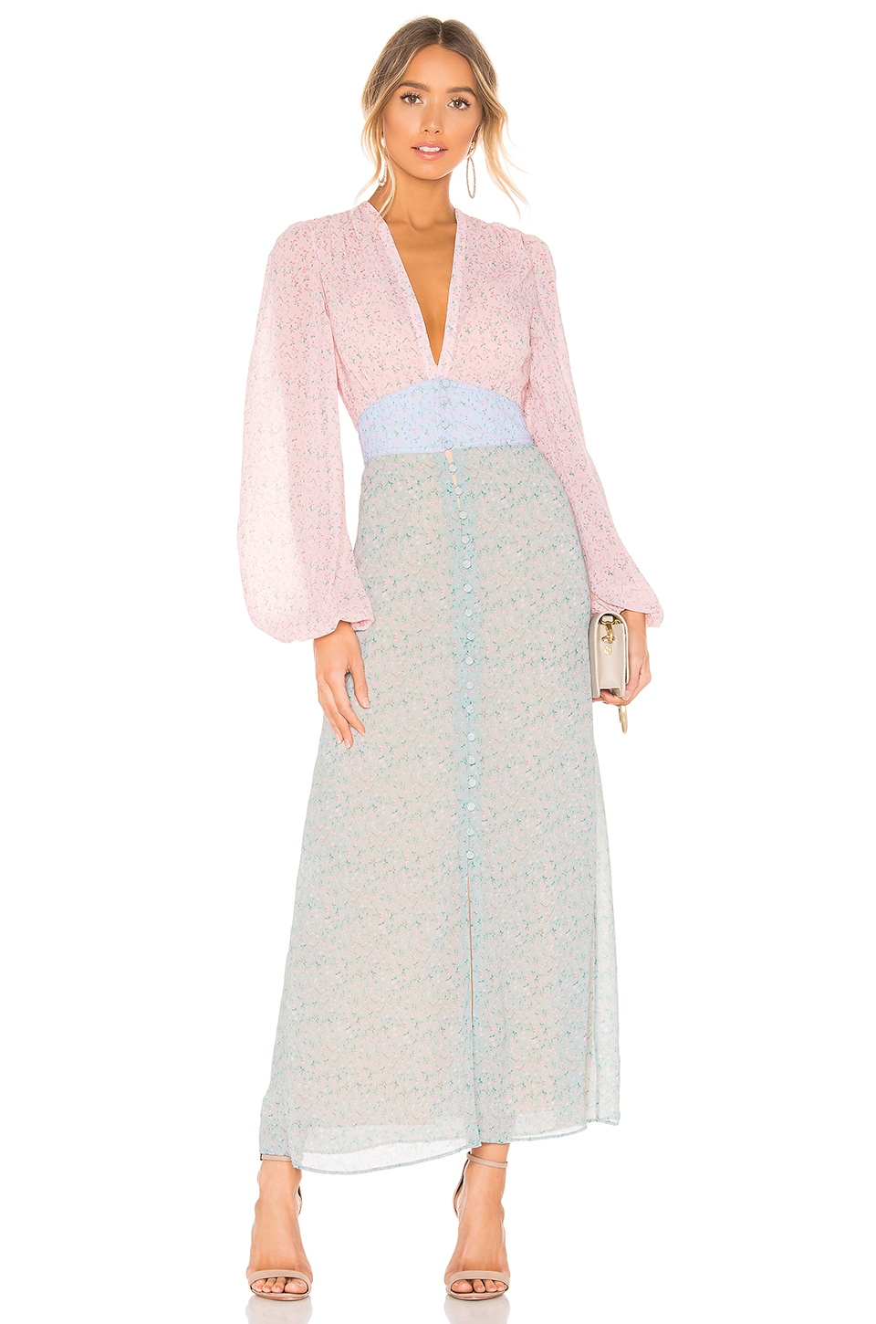 Divine Heritage Long Sleeve Midi Dress in Multi | REVOLVE