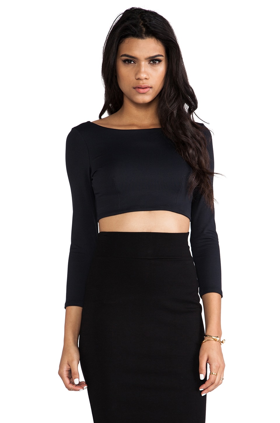 David Lerner Low Back Crop Top in Classic Black | REVOLVE