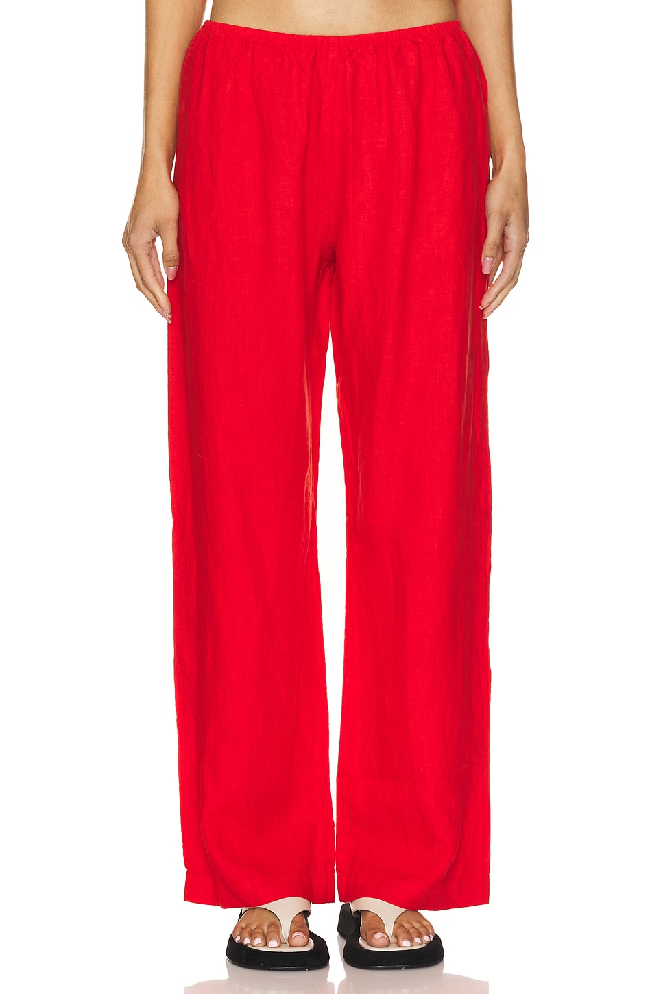 DONNI. Linen Simple Pant in Tomato | REVOLVE