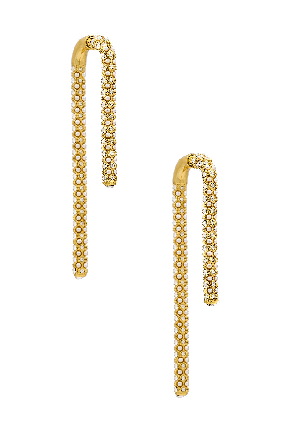 Demarson Pave Celeste Earrings in 12k Shiny Gold, Faux Pearls & Crystal ...
