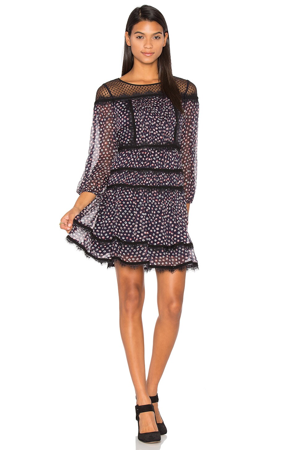 Diane von Furstenberg Jamie Dress in Pirouette Dot Navy & Black | REVOLVE
