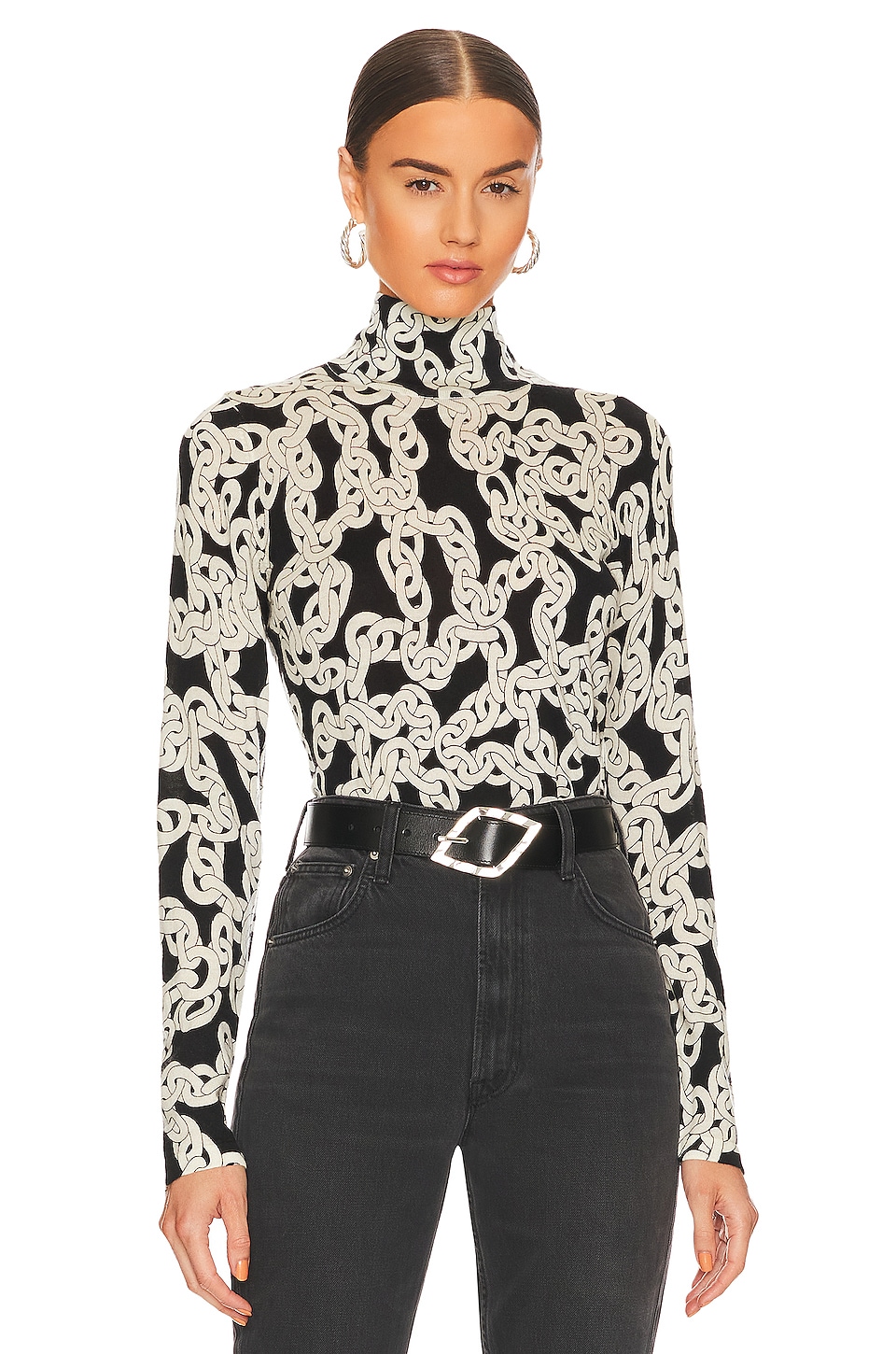 Diane von Furstenberg Brandy Sweater in Crawling Chain & Small Black ...