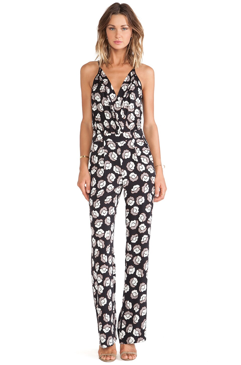 Diane von Furstenberg Shancy Jumpsuit in Ballet Rose & New Black | REVOLVE