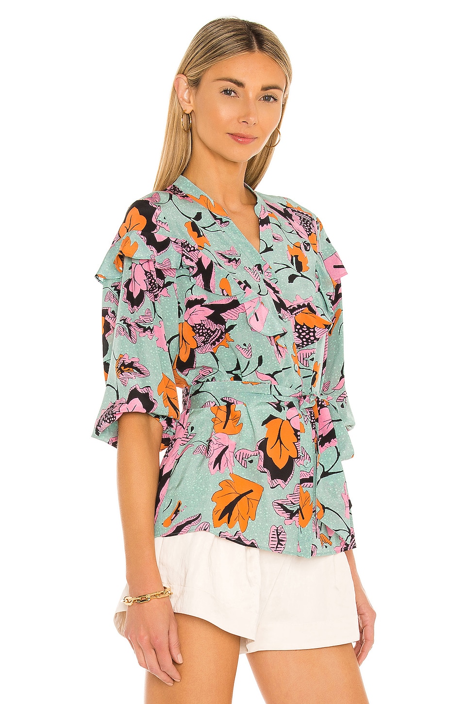 Diane von Furstenberg Jana Top in Tulle Flower Medium Green | REVOLVE