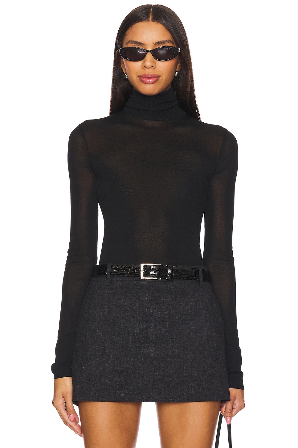EAVES Alexander Sheer Turtleneck Sweater in Black | REVOLVE