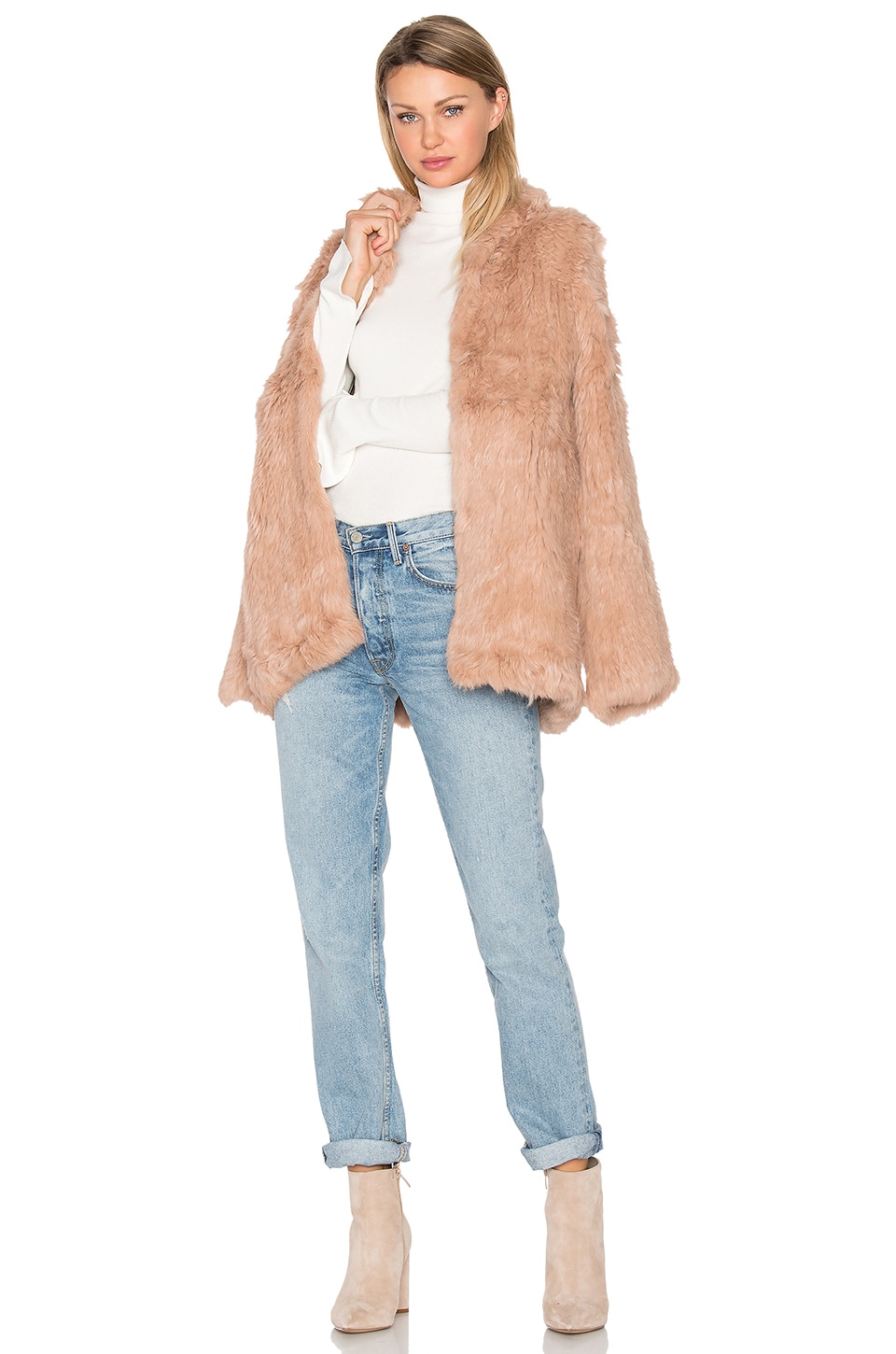 EAVES Denver Rabbit Fur Jacket in Mauve | REVOLVE