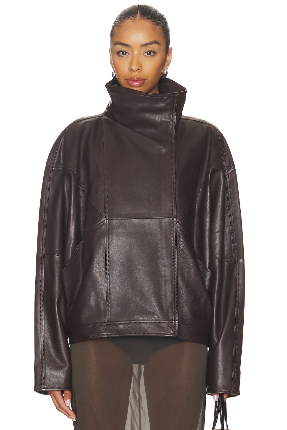 EAVES Mildri Leather Jacket in Mohagany | REVOLVE