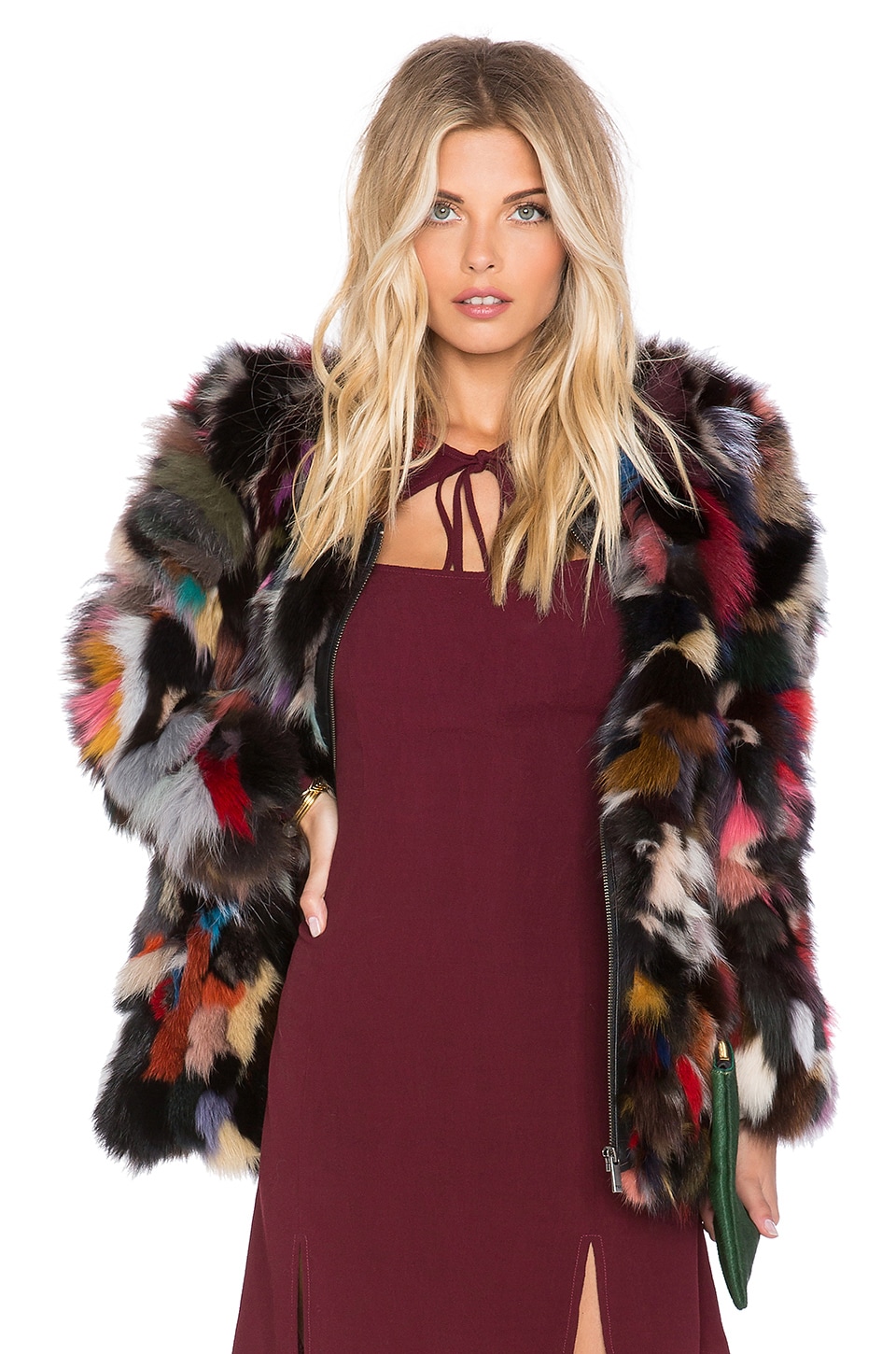 EAVES x REVOLVE Diana Lamb Fur Jacket in Multi | REVOLVE