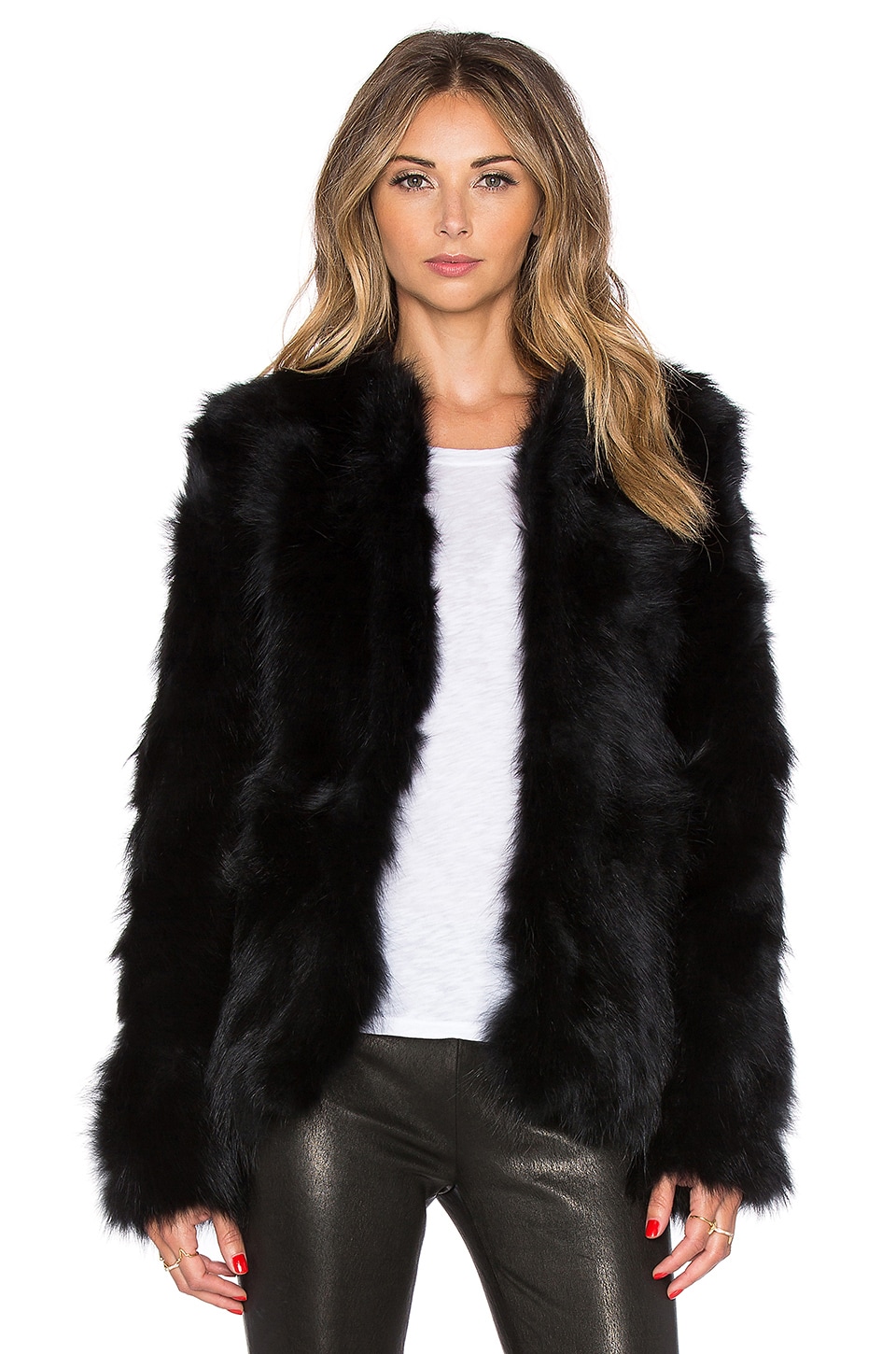 EAVES Fox Fur Helen Jacket in Black | REVOLVE