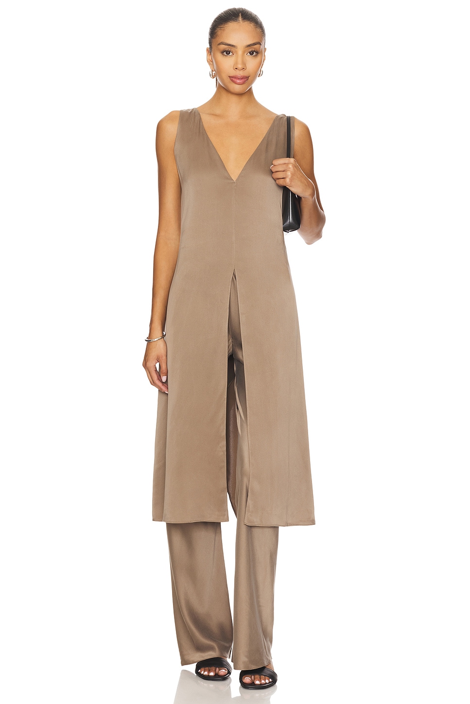 EAVES x Coco Nico Silk Tunic in Mushroom | REVOLVE