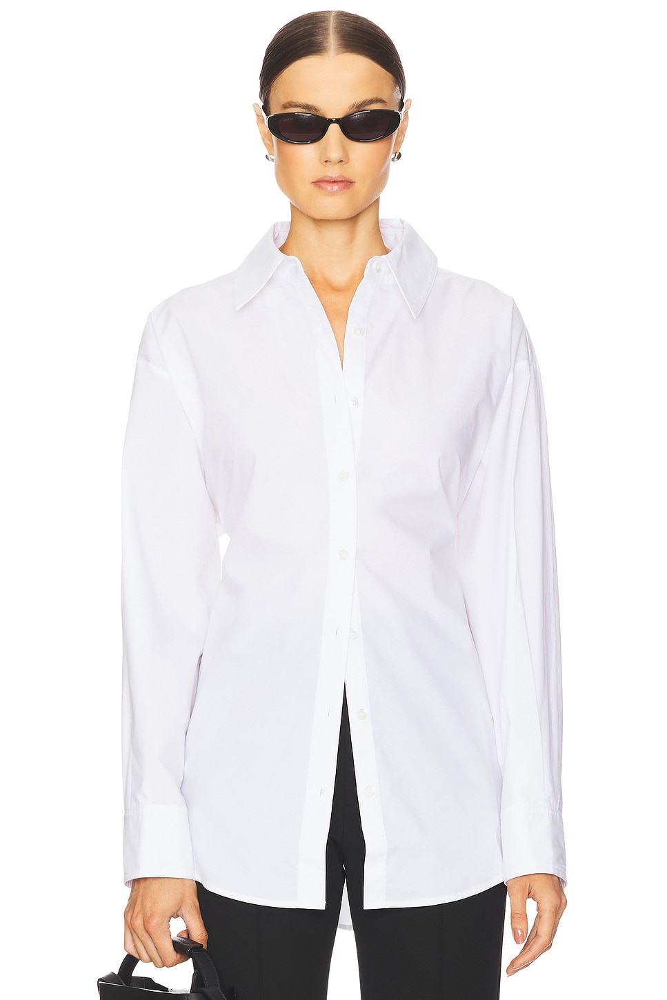 EAVES Sivan Poplin Shirt in White | REVOLVE