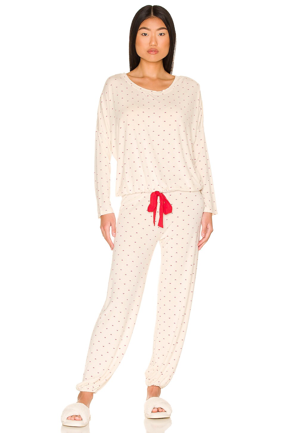 eberjey Gisele The Slouchy Set in Envelope Heart, Bone, & Haute Red ...