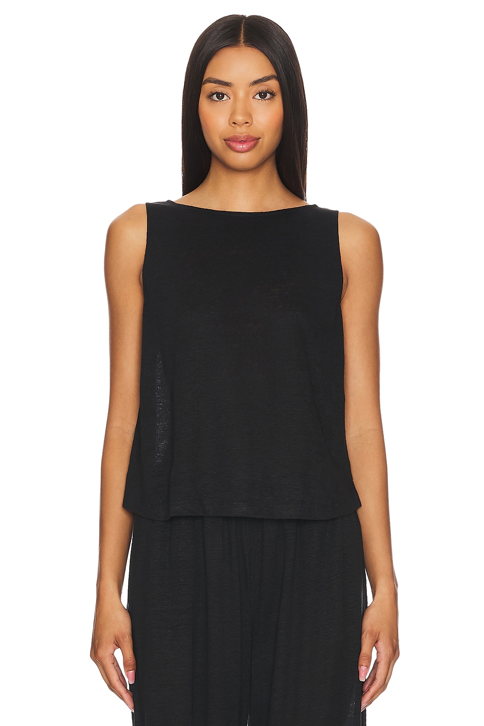 eberjey Organic Linen Crop Tank in Black | REVOLVE