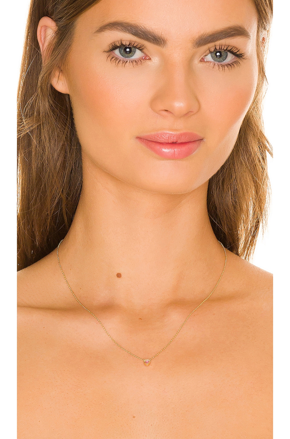 EF COLLECTION Pink Sapphire Heart Necklace in Yellow Gold | REVOLVE