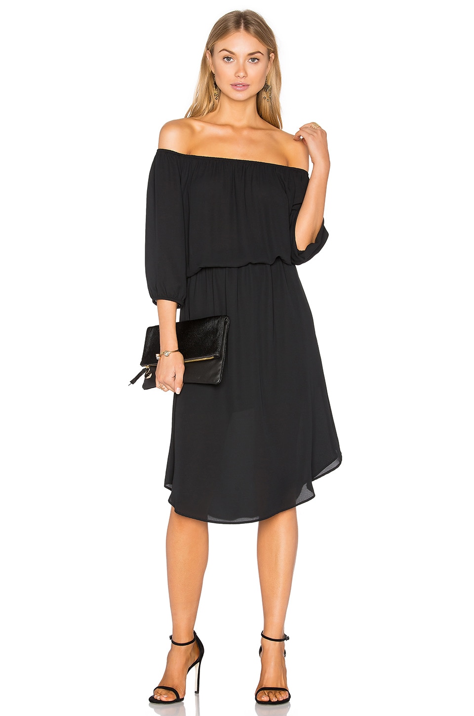 Eight Sixty Off The Shoulder Midi Dress in Black | REVOLVE