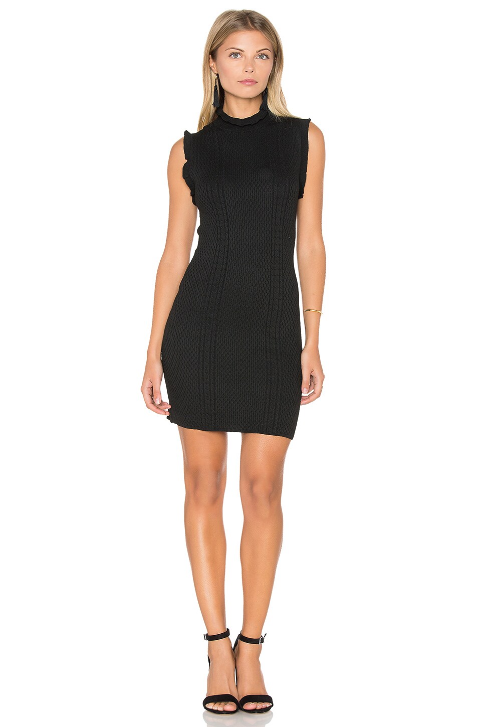 Endless Rose Knit Sleeveless Mock Neck Dress in Black | REVOLVE