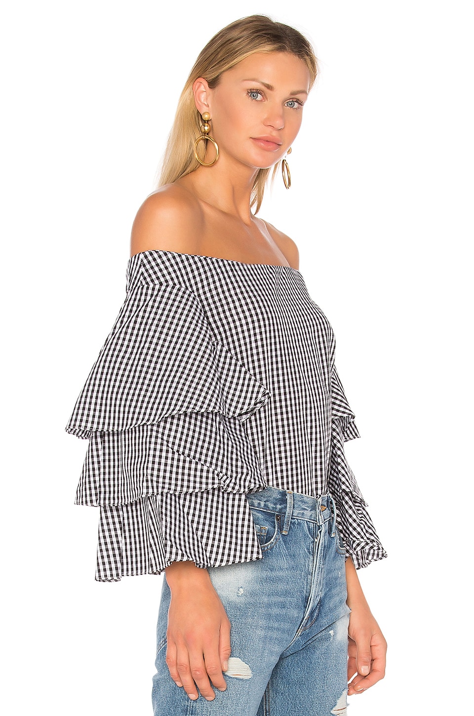 Endless Rose x REVOLVE Tiered Top in Black Gingham | REVOLVE