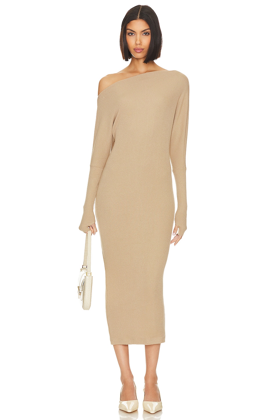 Enza Costa Knit Slouch Dress in Khaki | REVOLVE