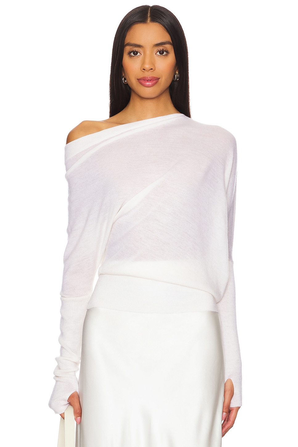 Enza Costa Tissue Cashmere Slouch Sweater in Undyed | REVOLVE