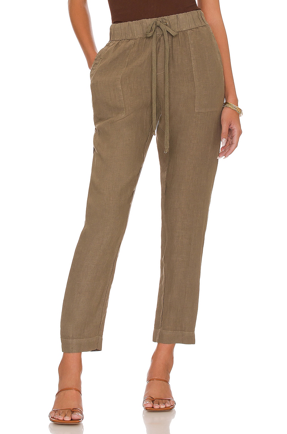 Enza Costa Linen Easy Pant in Dark Clay | REVOLVE